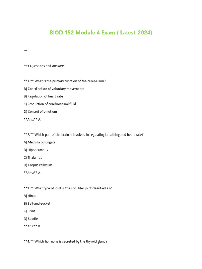 BIOD 152 Module 4 Exam | PDF