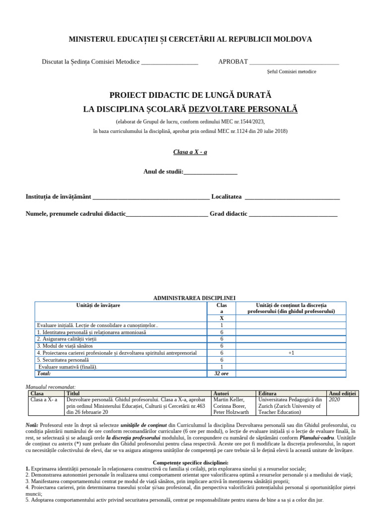 Proiectare DP Cl. X - 2023-2024 1 | PDF