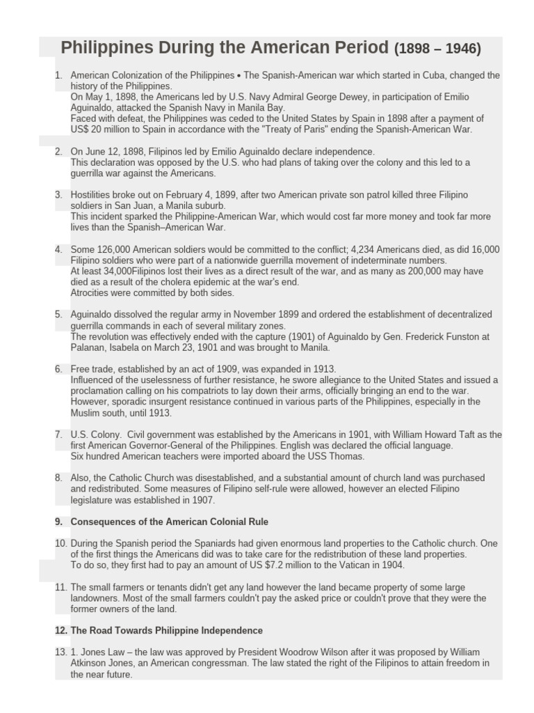 Handout 2 Philippines During American Period | PDF
