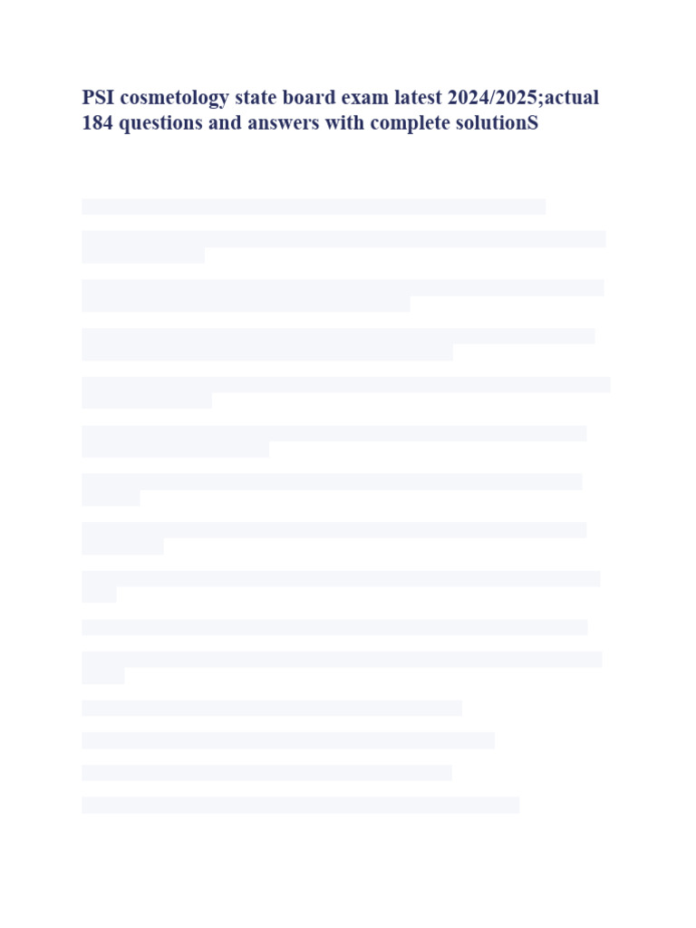 PSI Cosmetology Exam Guide 2024/2025 | PDF | Hair | Nail (Anatomy)