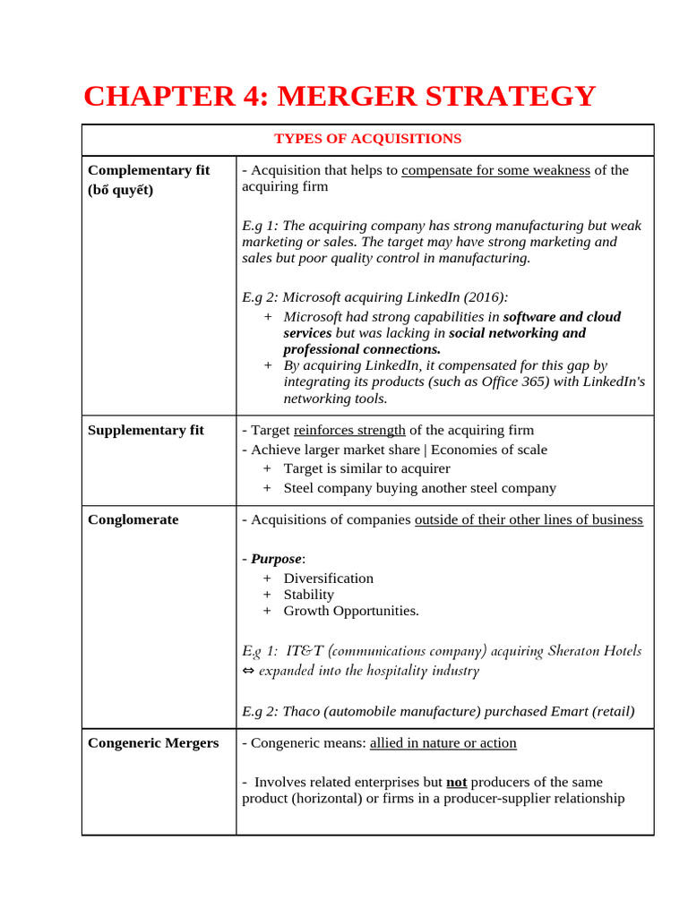 Chapter 4 - Merger Strategy | PDF
