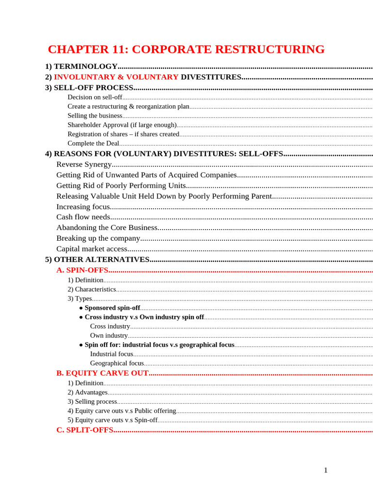Chapter 11 - Corporate Restructuring | PDF