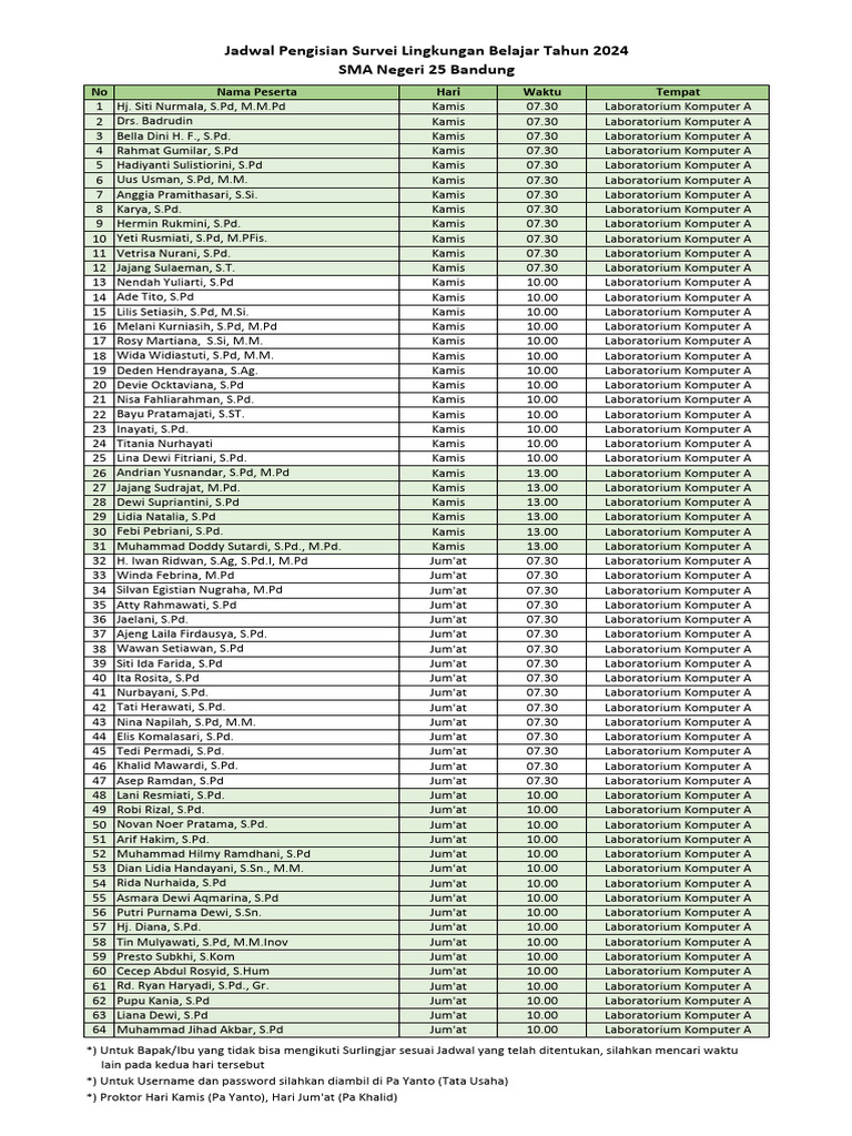 Jadwal Sulingjar 2024 | PDF