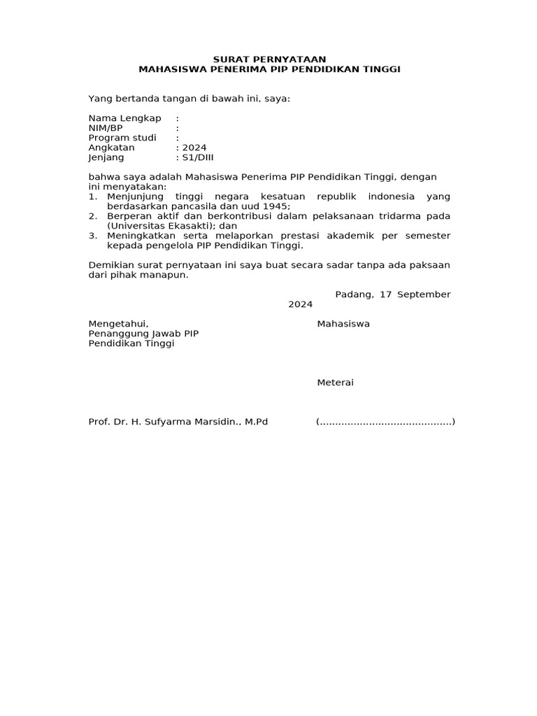 Surat Perjanjian Kip 2024 | PDF