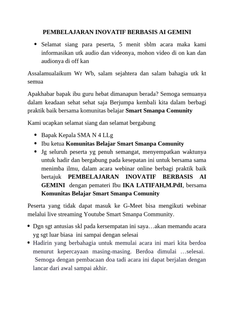 PEMBELAJARAN INOVATIF BERBASIS AI GEMINI | PDF