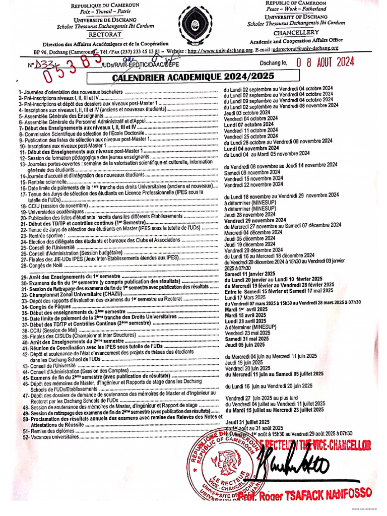 Calendrier Académique | PDF