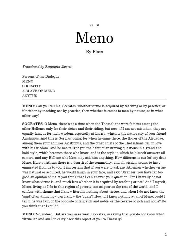 Plato - Meno | PDF