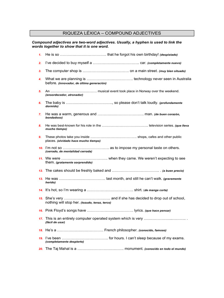 Challenge 5, Compound Adjectives | PDF
