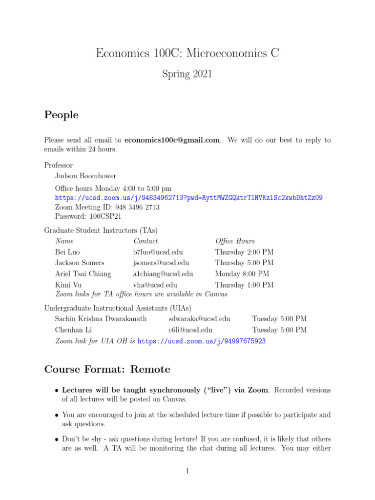 UCSD ECON 100C Syllabus | PDF UCSD ECON 100C Syllabus | PDF