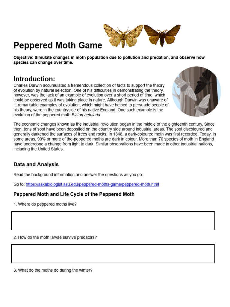 Peppered Moth Simulation | PDF