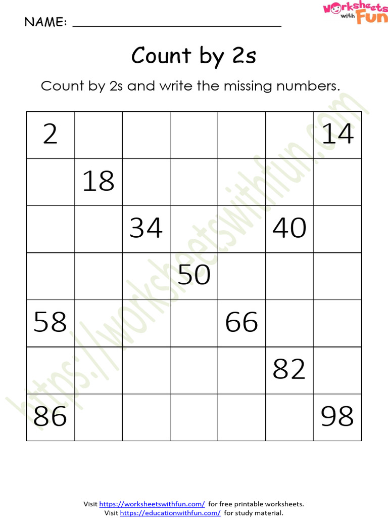 Count by 2s Worksheet 3 | PDF