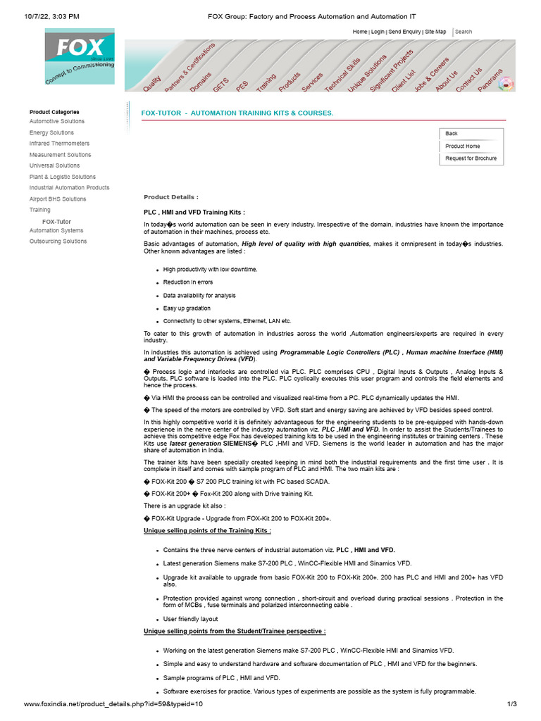 FOX Group - Factory and Process Automation and Automation IT | PDF