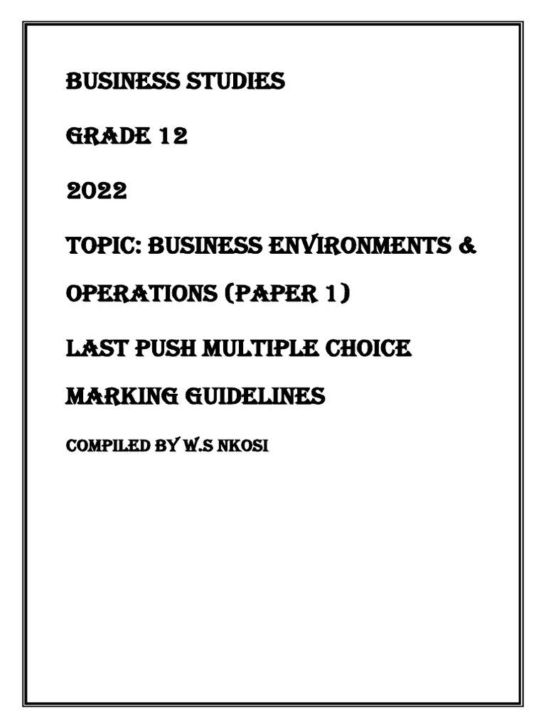 p1 Multiple Choice Marking Guidelines 062639 | PDF