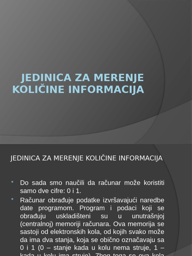 04b Jedinice Za Merenje Kolicine Informacija | PDF