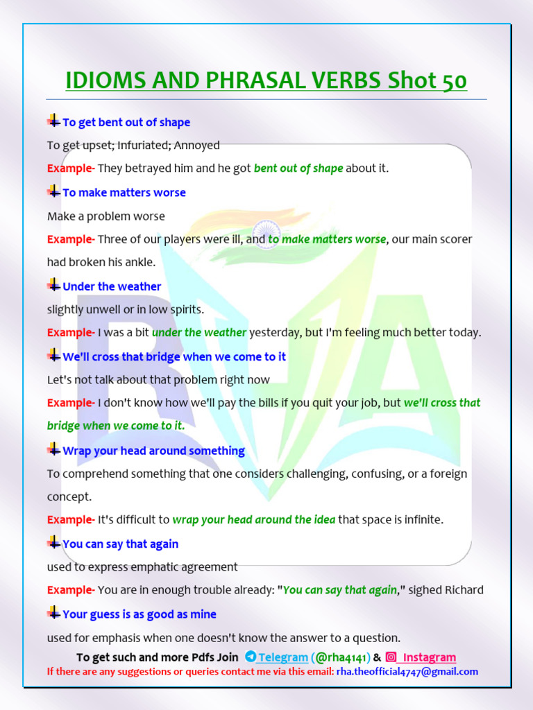 Idioms & Phrasal Verbs Shot 50 | PDF