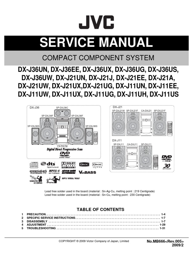 JVC DX-J11, DX-J21, DX-J36 Manual de Servicio | PDF | Electrical ...
