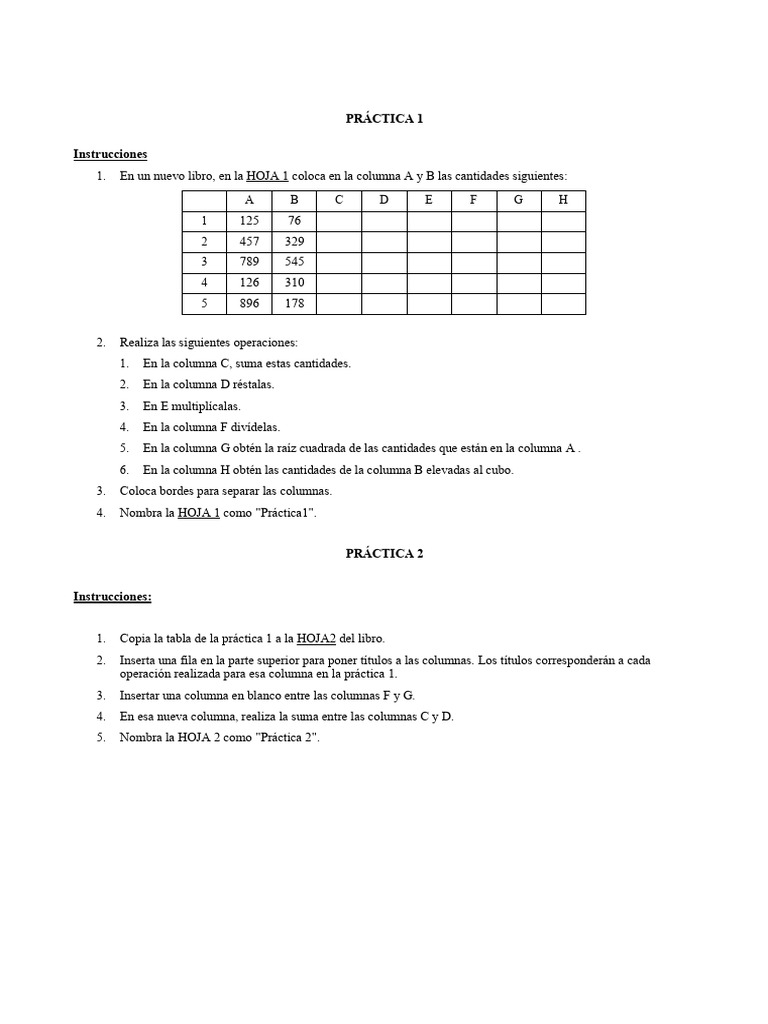 Ejercicios Hoja Calc | PDF