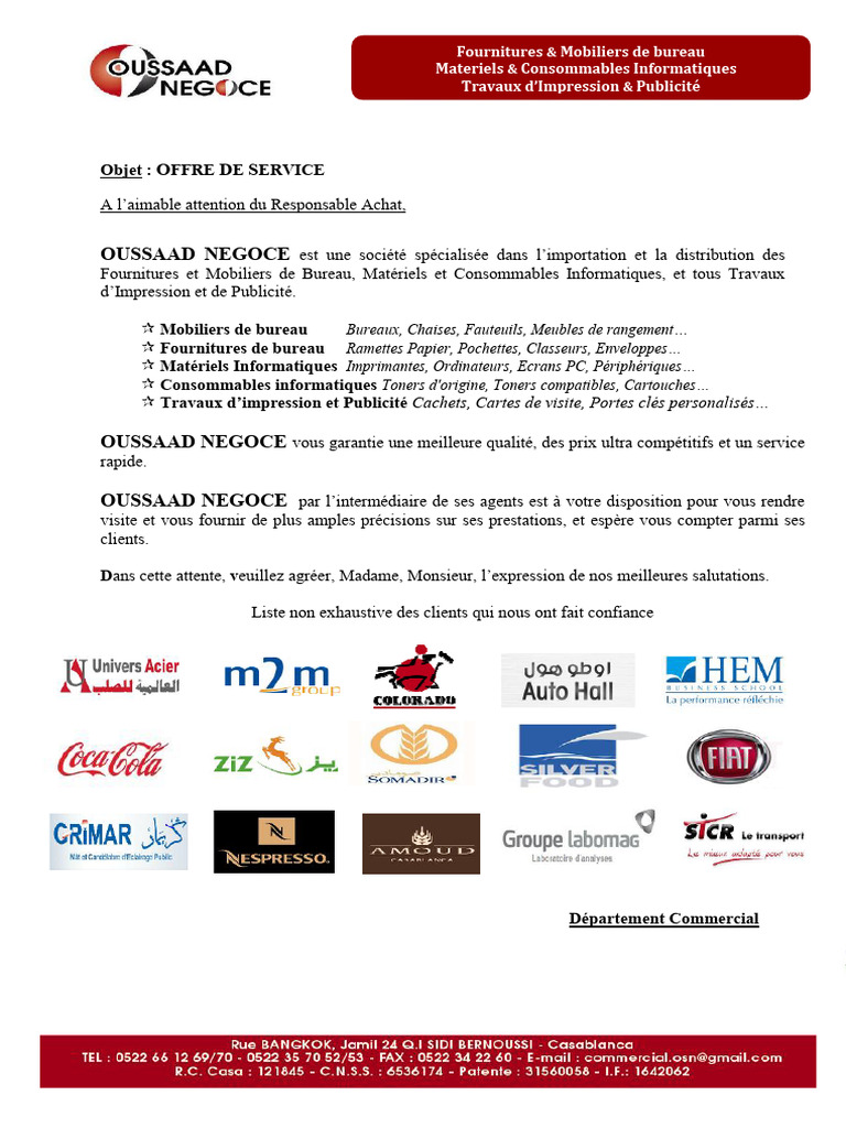 Offre de Service | PDF