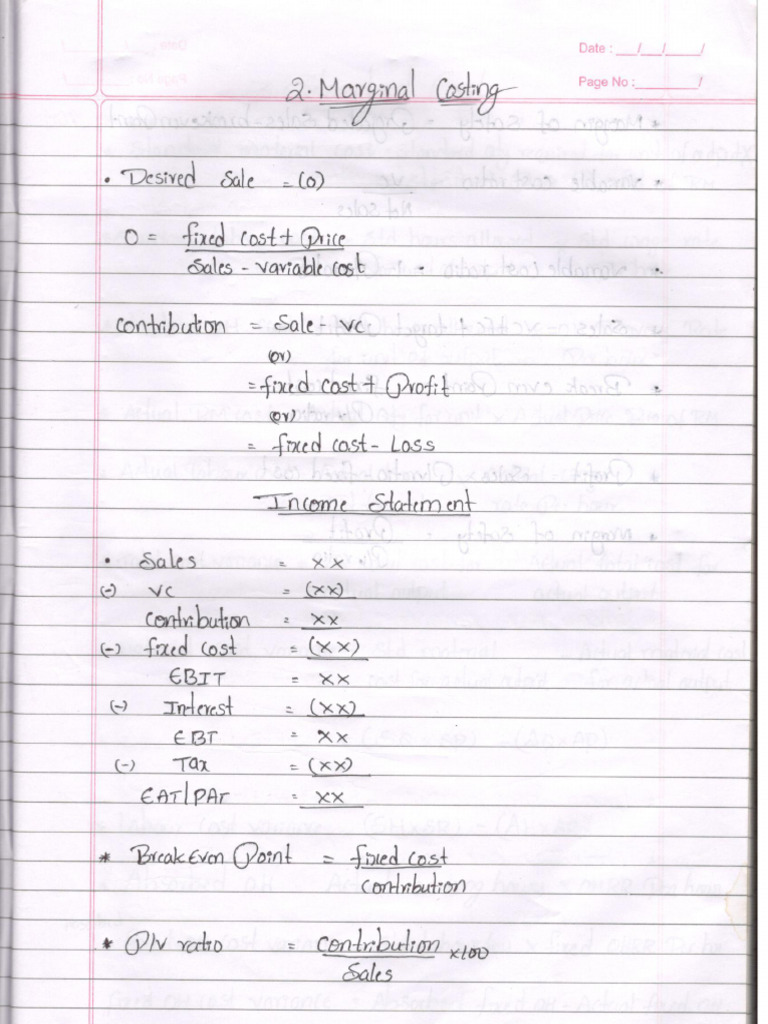Marginal & Standard Costing Formulaes. | PDF