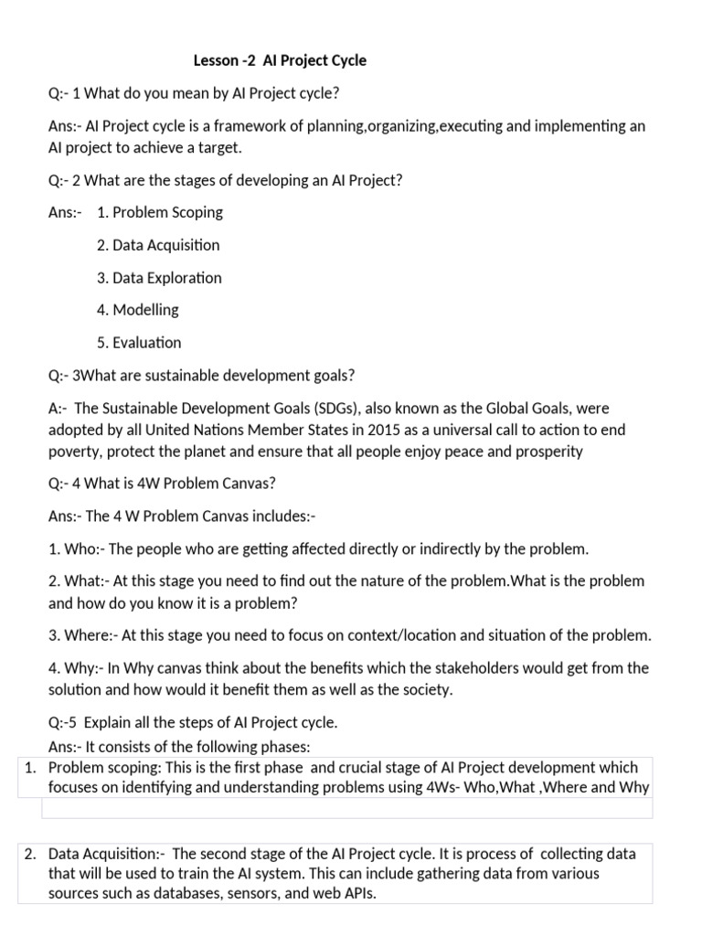 Chapter - 2 AI Project Cycle | PDF