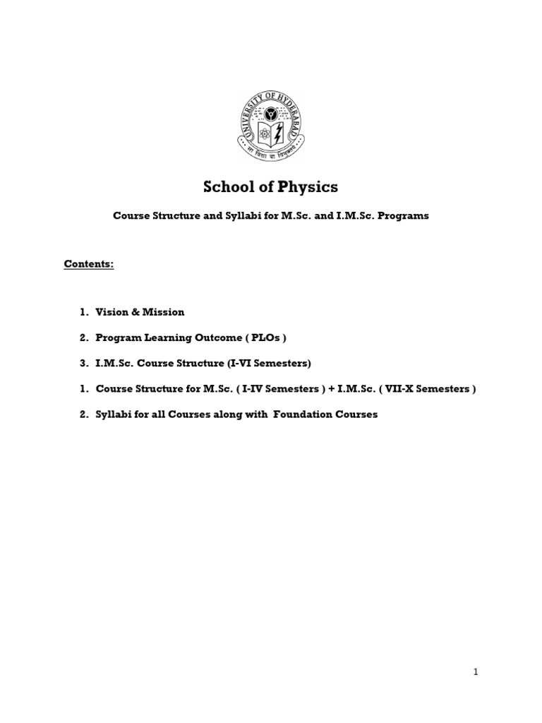 Imsc MSC Course | PDF