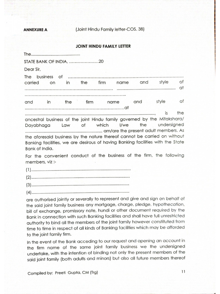 SBI HUF Declaration | PDF