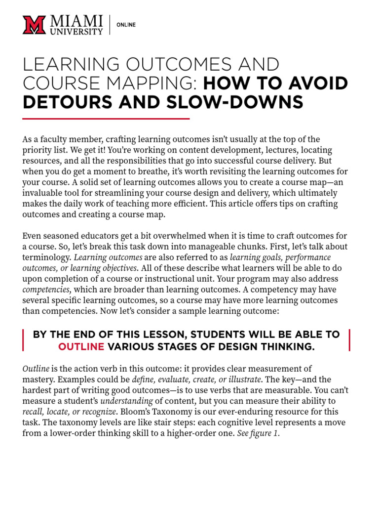 Learning Outcomes Course Mapping | PDF
