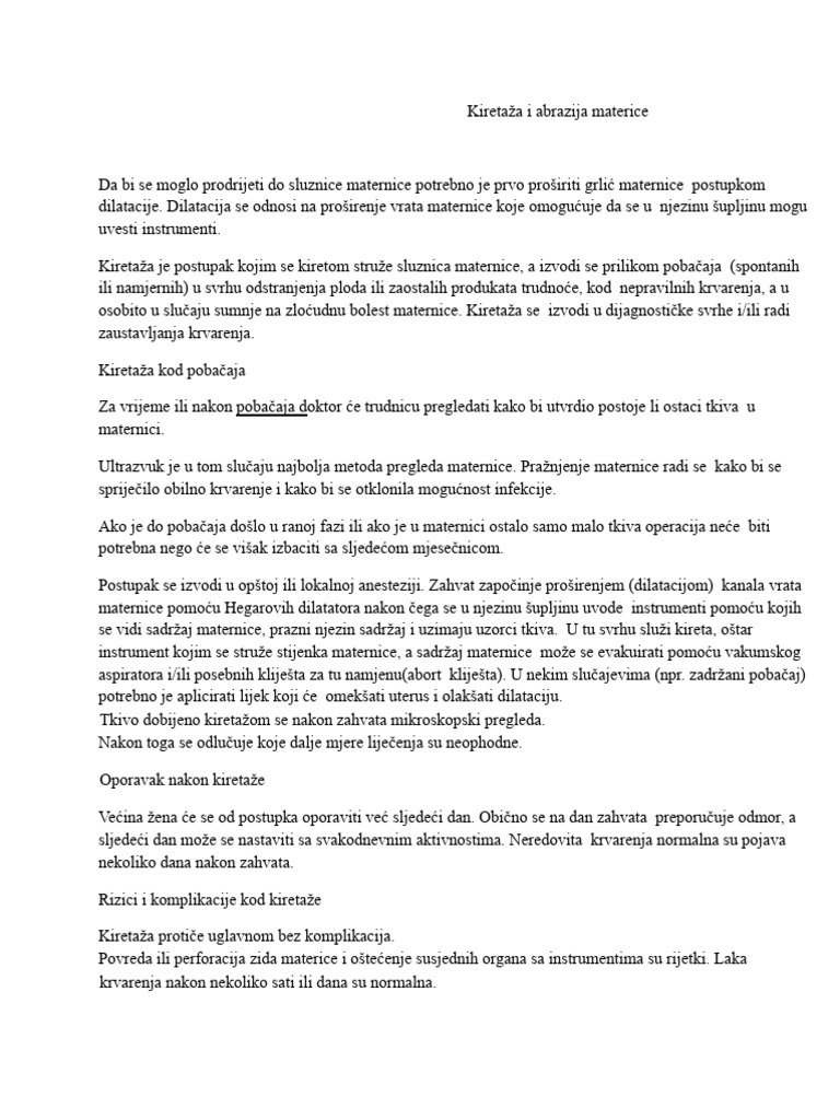 Dilatacija, kiretaža i abrazija | PDF