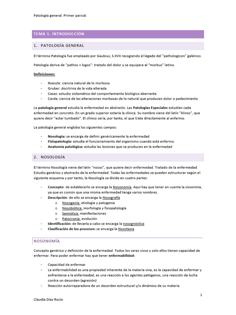 Apuntes Primer Parcial PATOG | PDF
