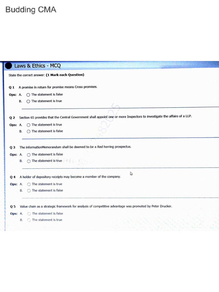 @cmaupdates20 P06 Law & Ethics Model Exam Question Paper | PDF