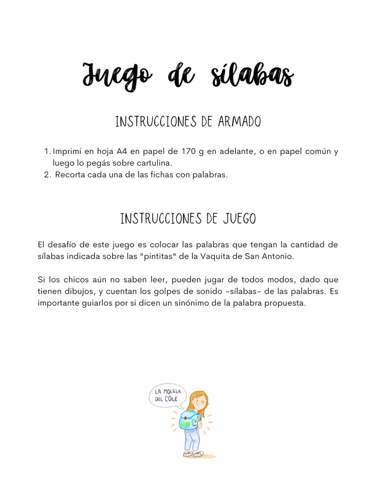 Juego de Sílabas | PDF