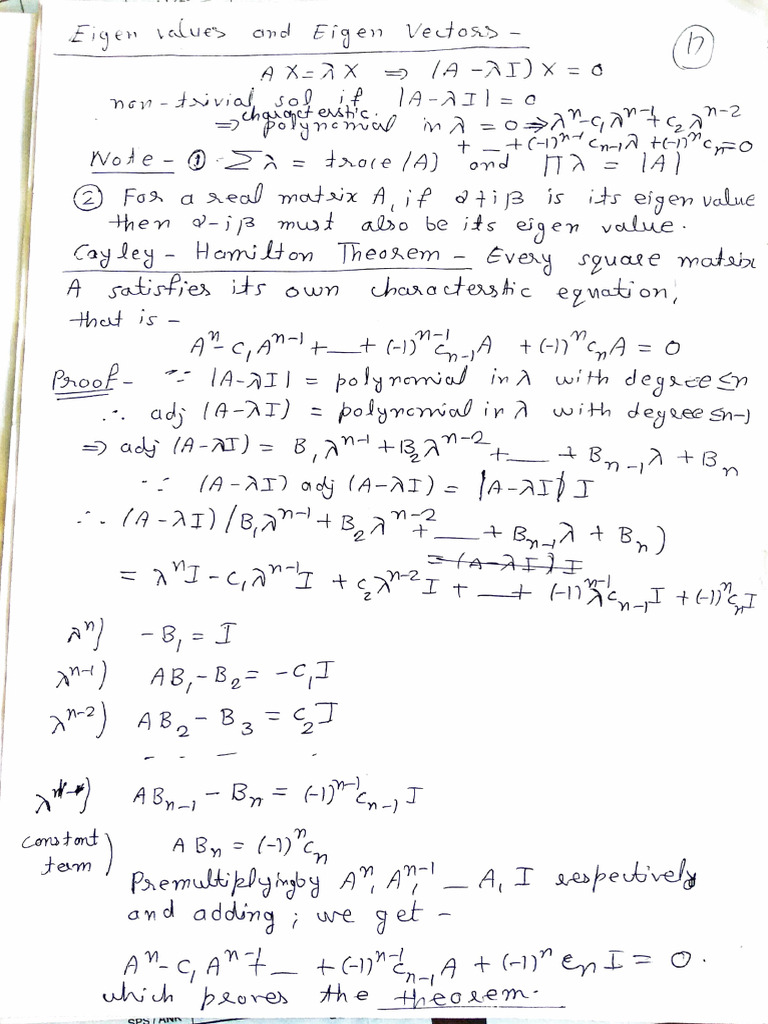 Cayley Hamilton's Theorem | PDF