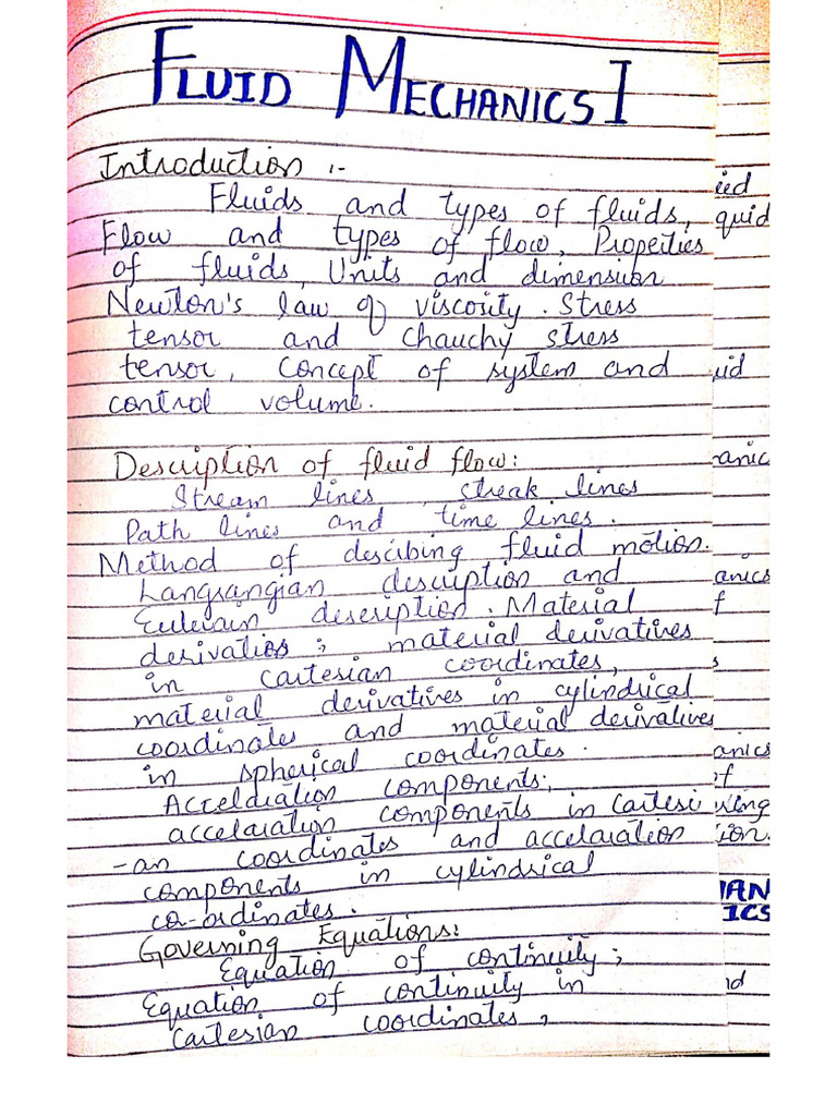 Fluid Mechanics 1-1 | PDF