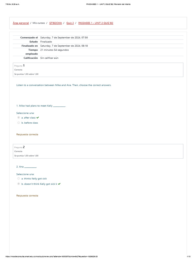 Passages 1 - Unit 2 Quiz b2 - Revisión Del Intento | PDF