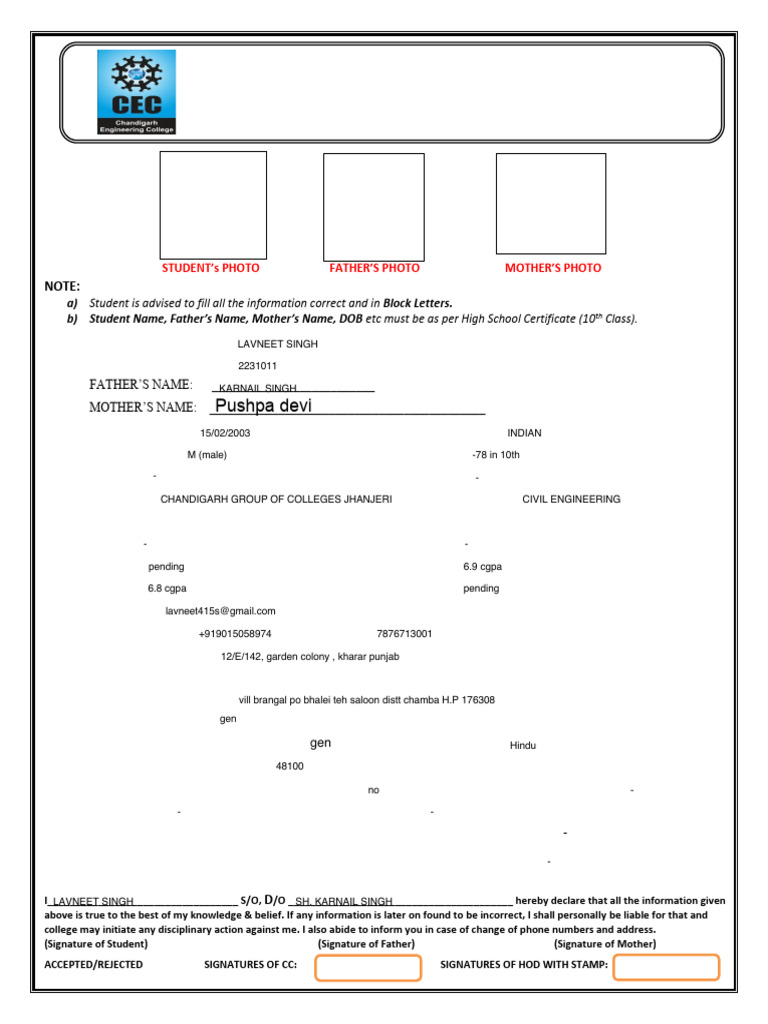 Registration Form CGC | PDF