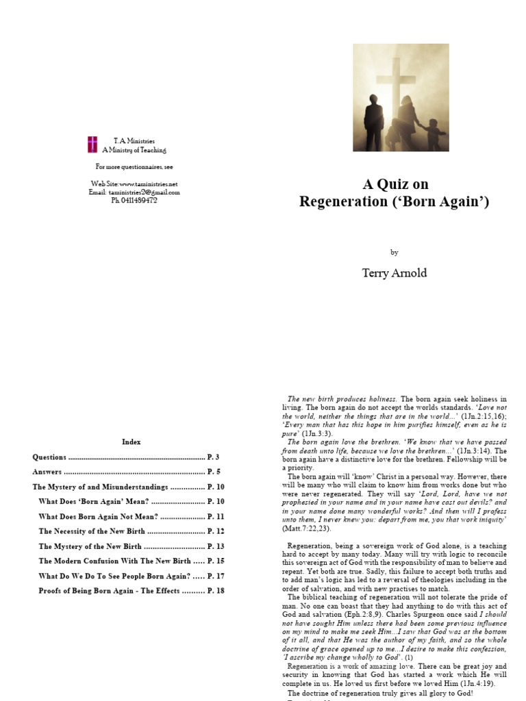 A Quiz On Regeneration Born Again Printable Booklet v2.5 | PDF | Born ...