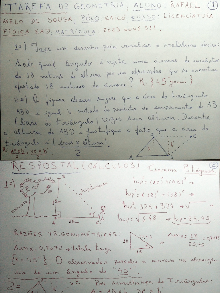 Tarefa 02 Geometria | PDF | Teaching Methods & Materials