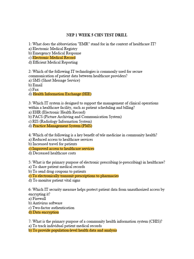 Nep 1 Week 5 CHN Test Drill 1 | PDF