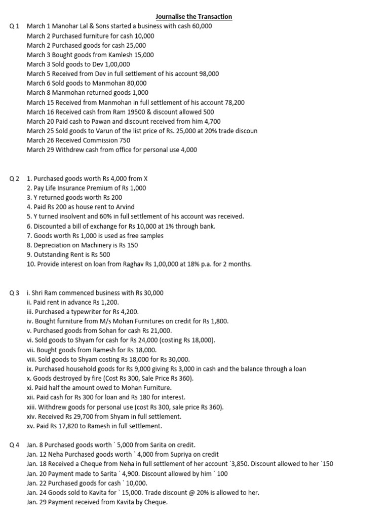 ACCOUNTANCY JOURNAL ASSIGNMENT FOR CLASS 11 | PDF