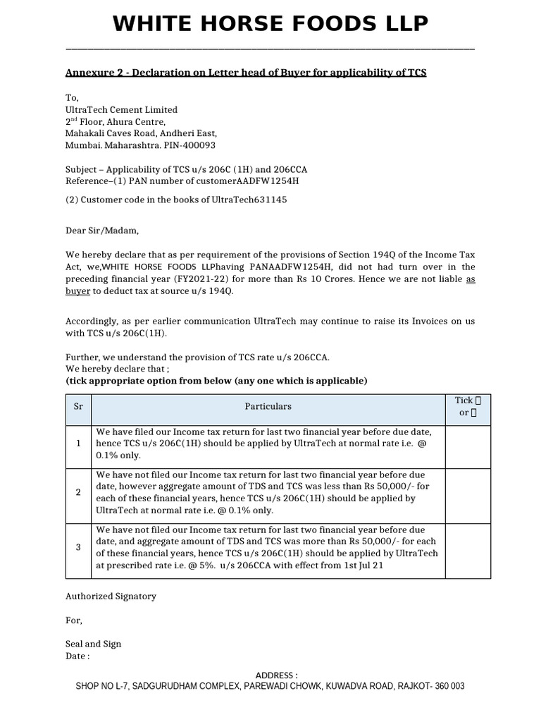 TDS Declaration | PDF