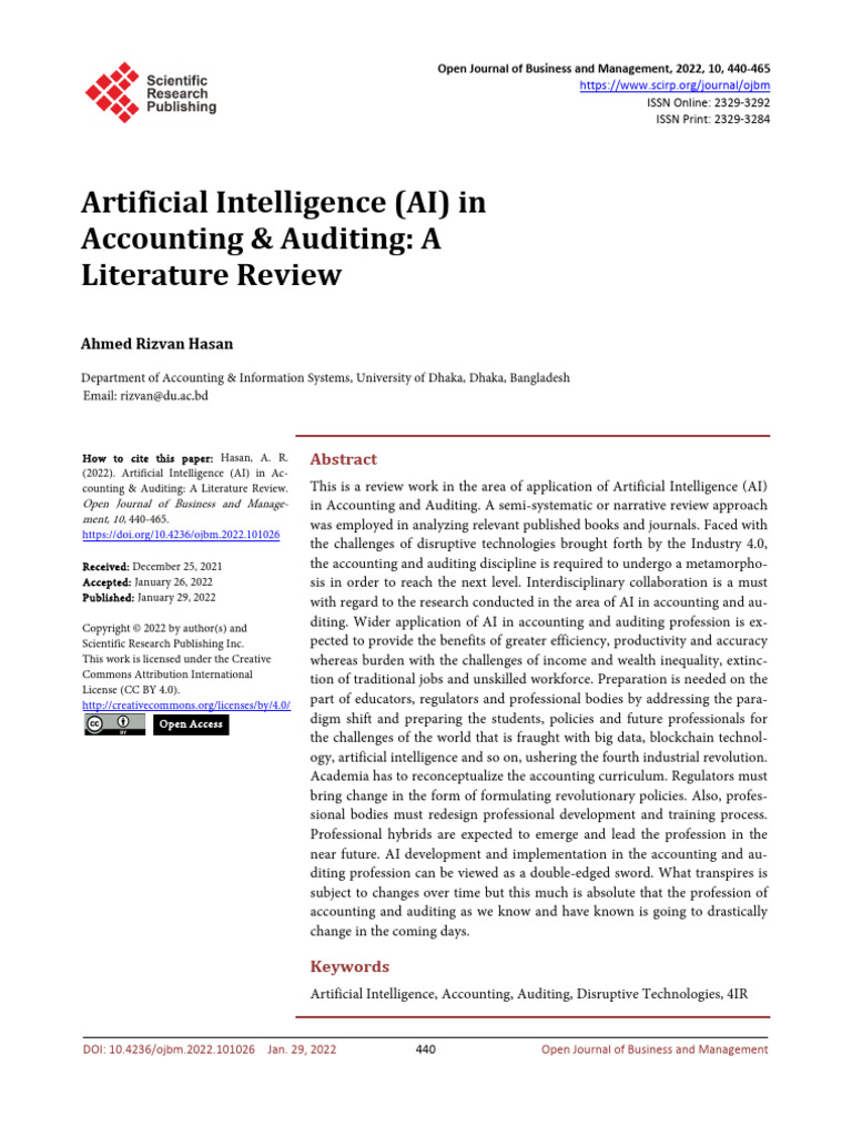 Artificial Intelligence Ai In Accounting Pdf