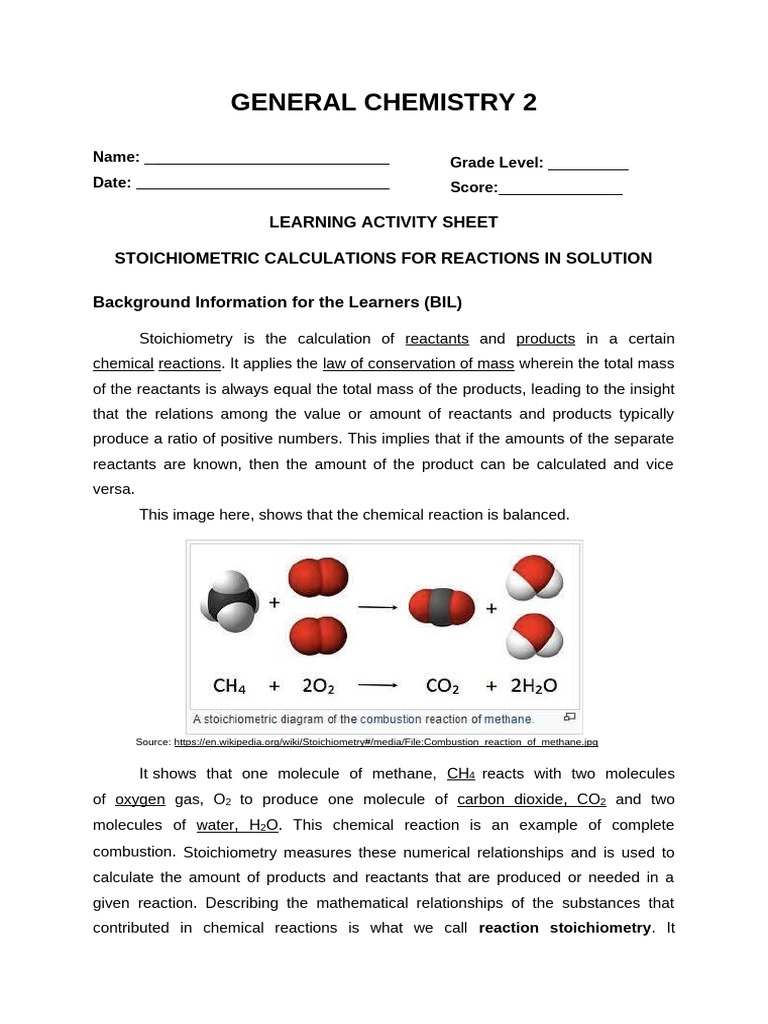 Lesson9 - Stoichiometric Calculation of Solutions | PDF