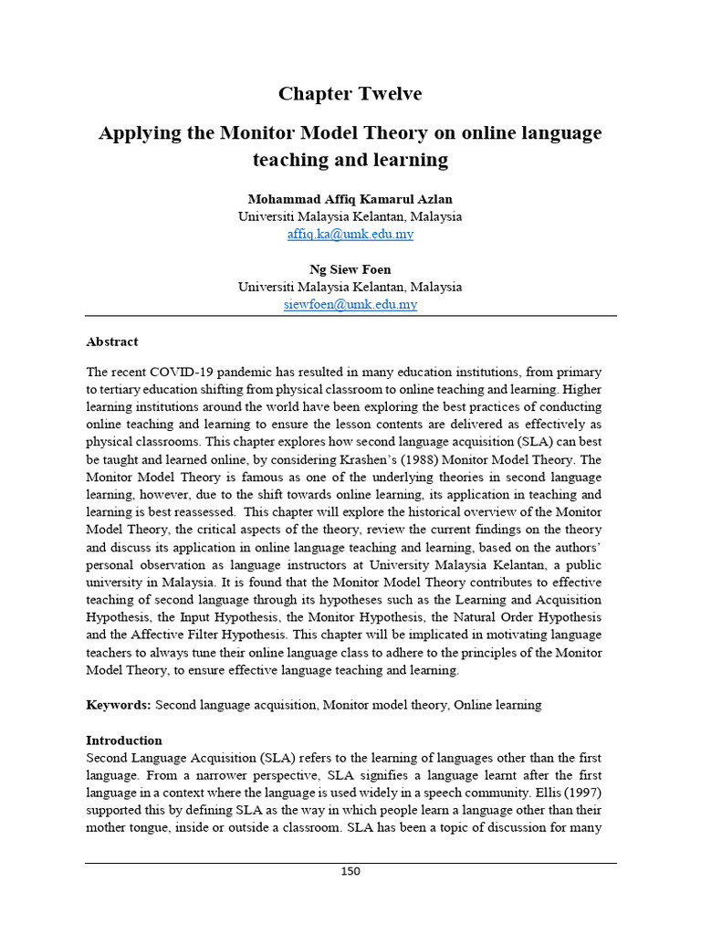 Chapter in Book - Monitor Model Theory | PDF