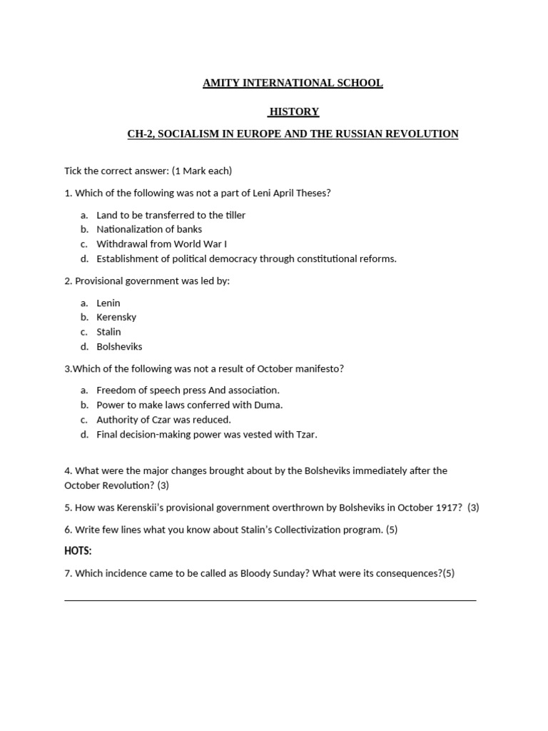 History - Russian Revolution - Assignment | PDF