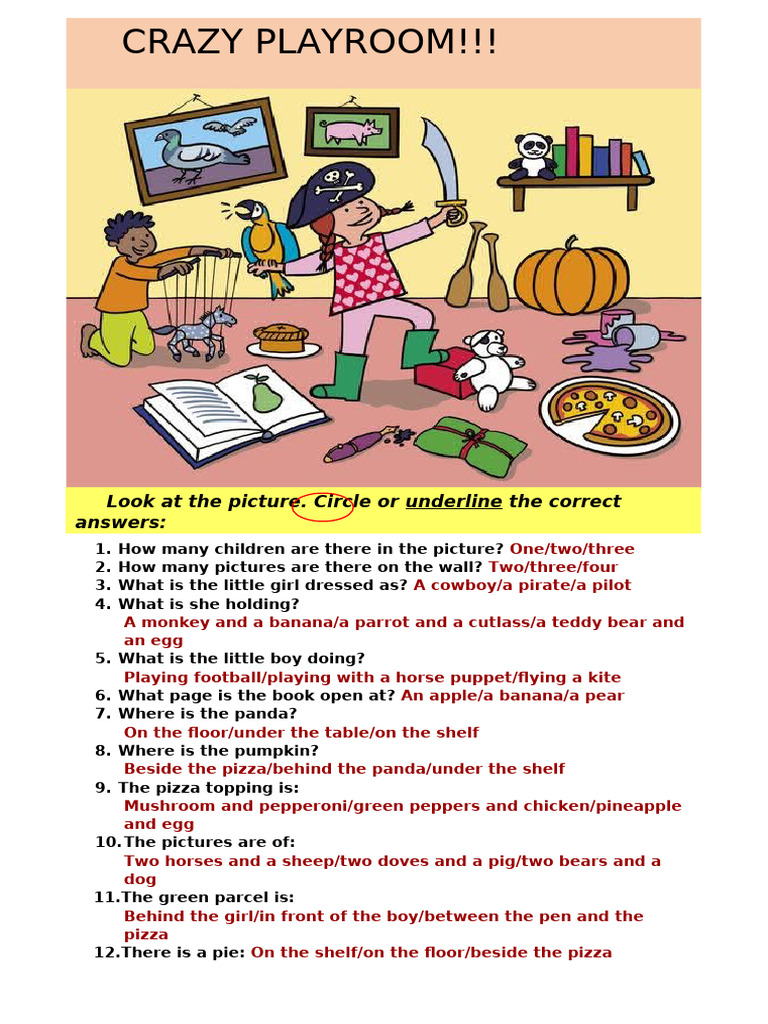 Crazy Playroom Multiple Choice Exercise Picture Description Exercises ...