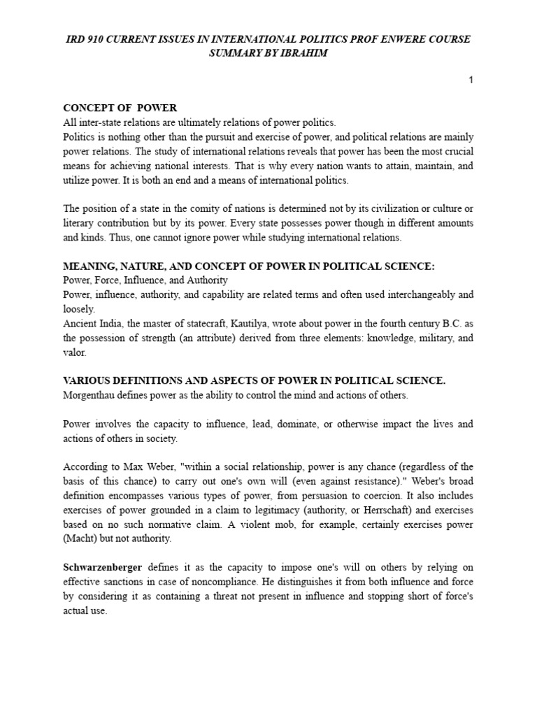 Current Issues in International Politics | PDF