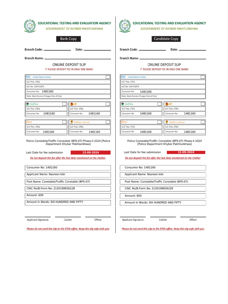 Payment Slip | PDF | Finance & Money Management