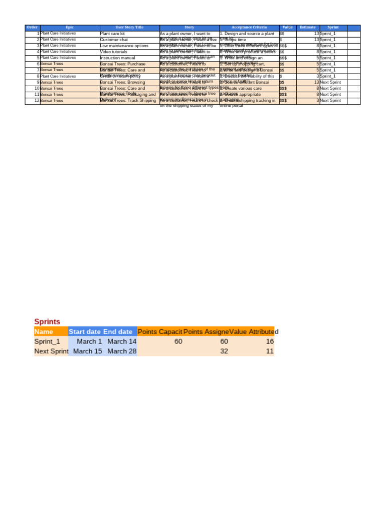 Activity Template - Sprint Backlog | PDF