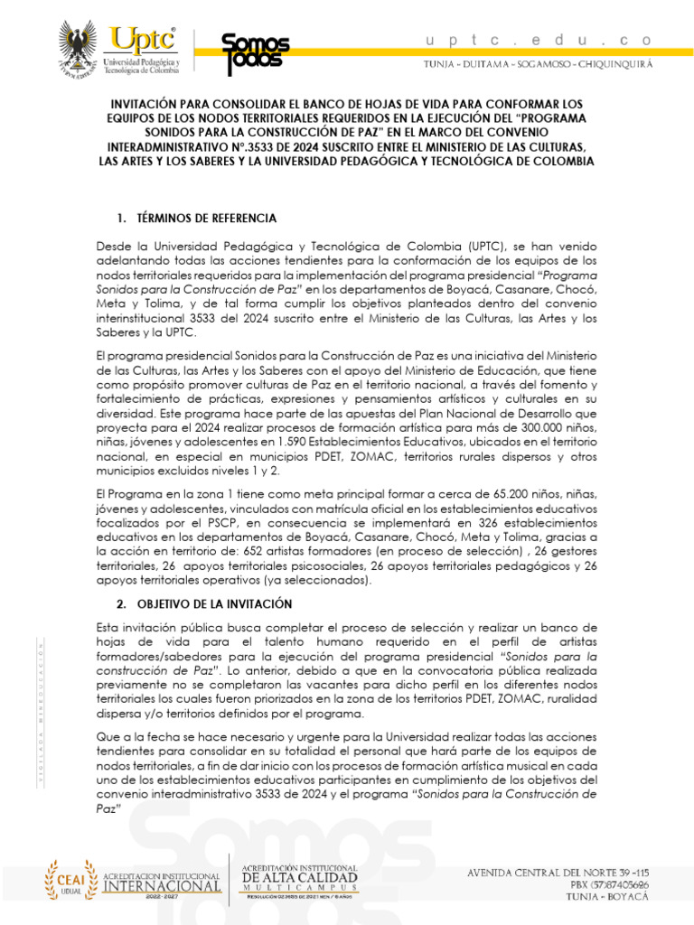 INVITACIÓN PARA CONSOLIDAR EL BANCO DE HOJAS DE VIDA PSPCP Ajustada V2 ...
