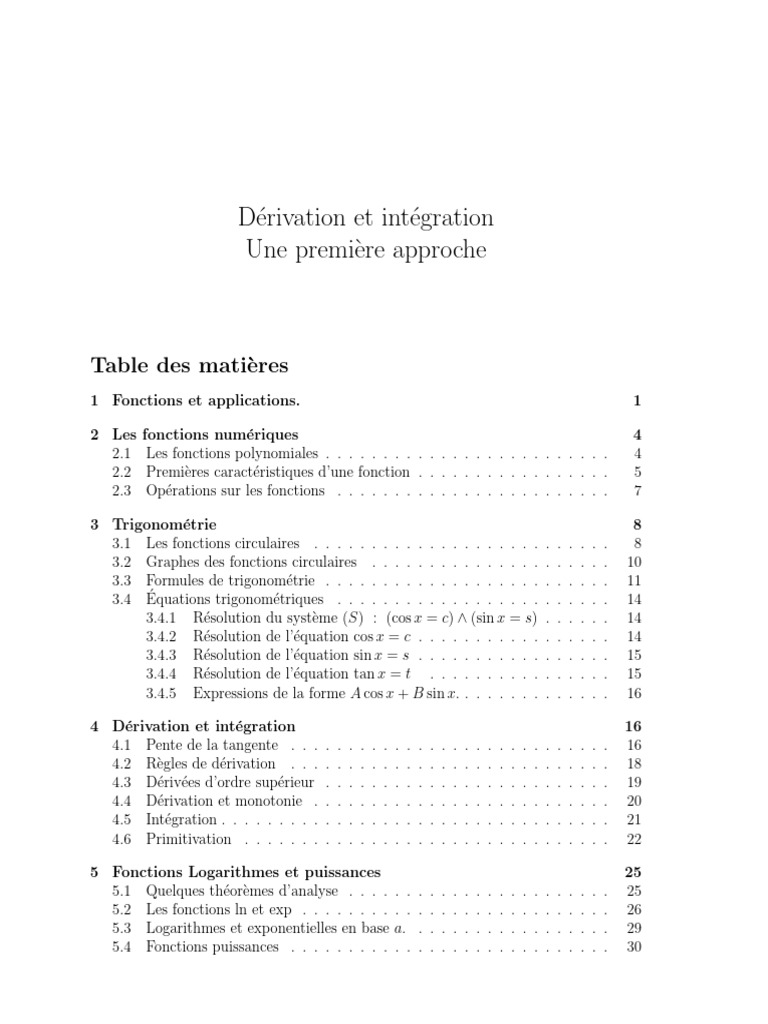 1 - Dérivation Et Intégration - Une Première Approche | PDF